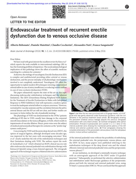 Pdf Endovascular Treatment Of Recurrent Erectile Dysfunction Due To
