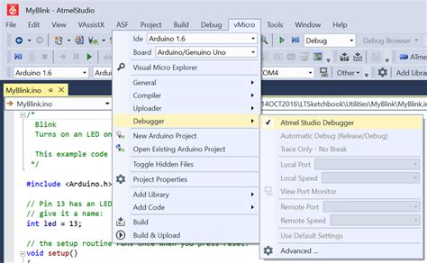setting up linduino visual micro and atmel ice for hardware debugging