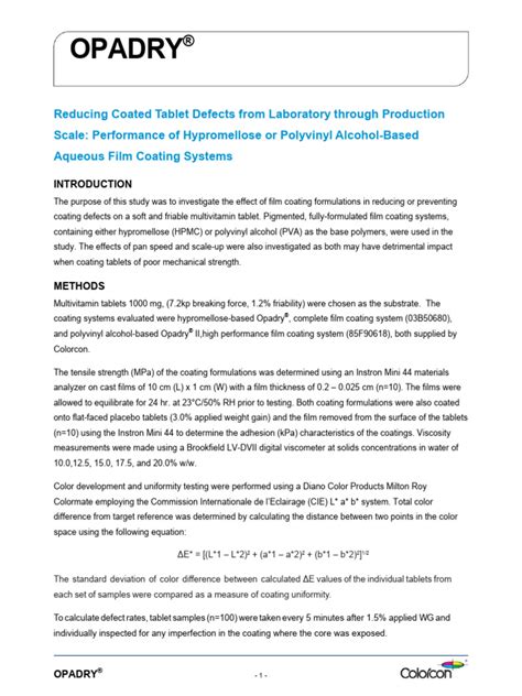 Ads Opadry Ii Reduce Coat Tab Pdf