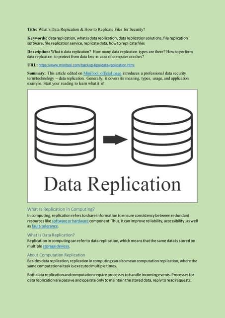 Replication In Distributed Database Pptx