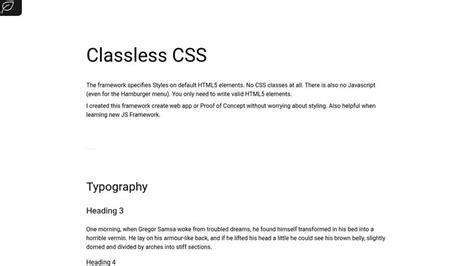 Classless Css Framework