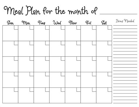 Printable Meal Calendar Plan Your Year Easily