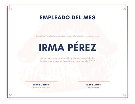 Plantillas Para Reconocimientos De Empleado Del Mes Canva