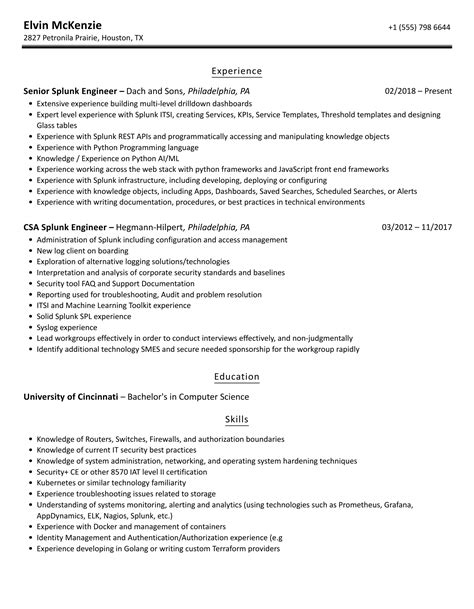 Splunk Engineer Resume Samples Velvet Jobs