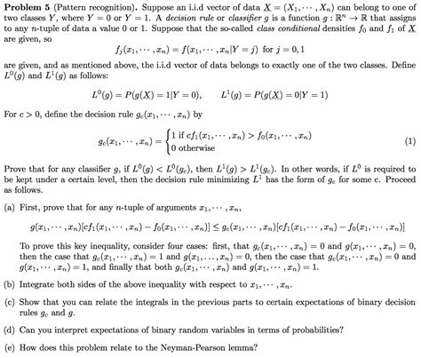 Problem Pattern Recognition Suppose An I I D Chegg
