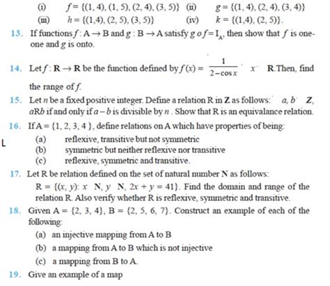 Important Questions For Class Maths Chapter Relations And Functions