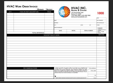 Hvac Invoice Template Free
