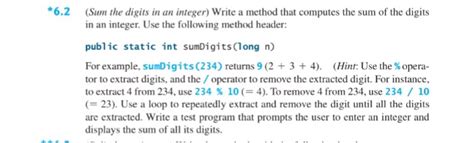 Solved Sum The Digit In An Integer Write A Method Chegg Com