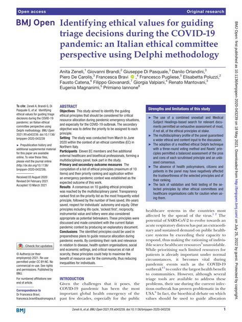 Pdf Open Access Original Research Identifying Ethical Values