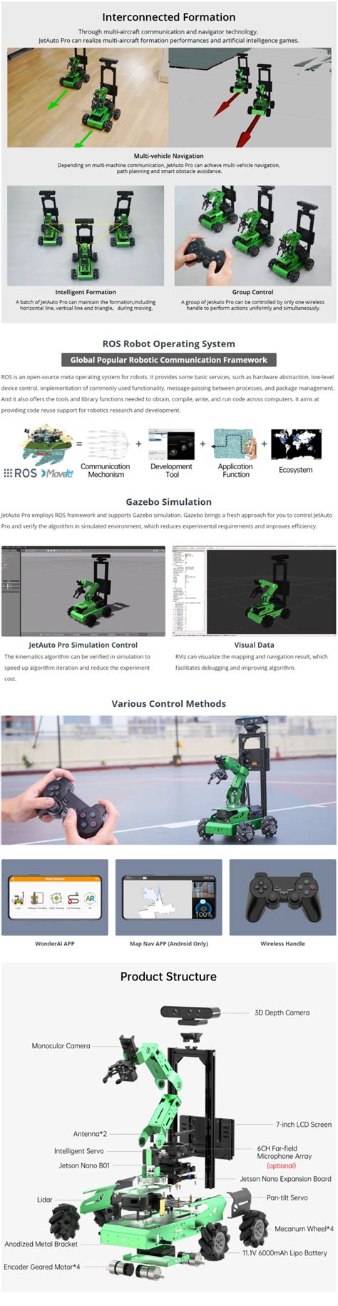 Hiwonder Jetauto Pro Ros Slam Robot Car With Robotic Arm Standard Kit