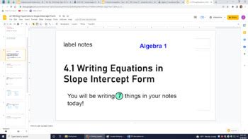 Writing Equations In Slope Intercept Form Video Link Included