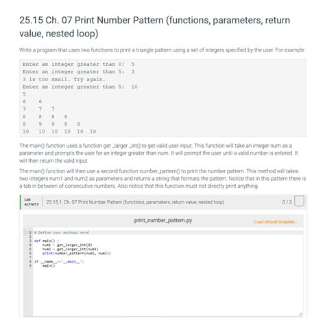 solved 25 15 ch 07 print number pattern functions
