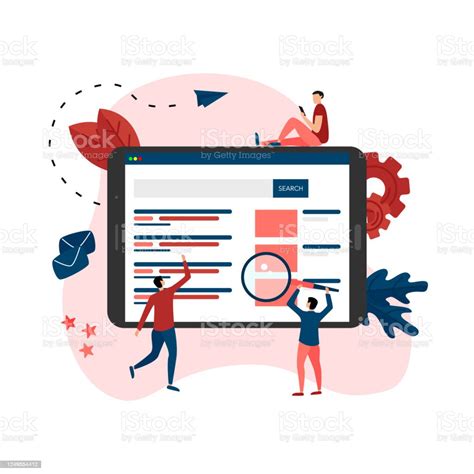 웹 템플릿입니다 검색 엔진 결과 Pag 벡터 쿼리의 검색 결과를 보여주는 페이지 스마트 폰에서 웹 검색 개념 0명에 대한 스톡 벡터 아트 및 기타 이미지 Istock