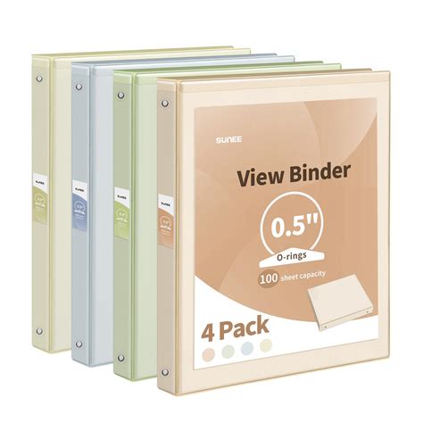 Sunee 3 Ring Binder 1 2 Inch 4 Pack Clear Half Inch
