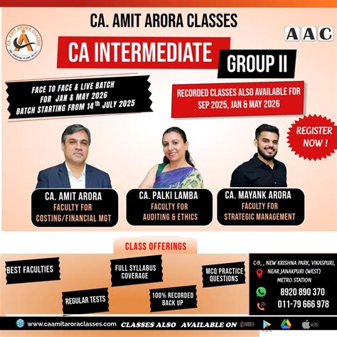 Ca Amit Arora Classes Ca Intermediate Group Ii Face To Face And Live