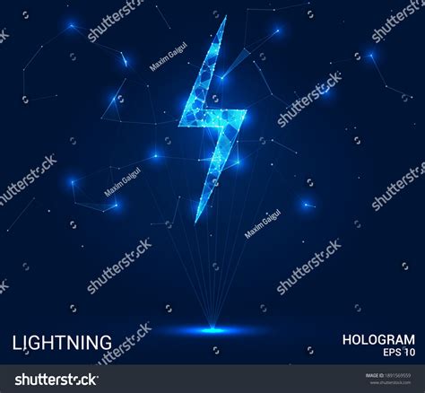 Hologram Lightning Lightning Polygons Triangles Points Stock Vector Royalty Free 1891569559