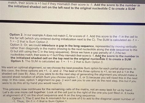 Solved 7 Generate A Matrix Based On The Needleman Wunsch