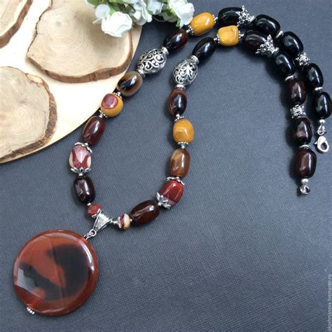 Бусы из камня яшма - 74 фото