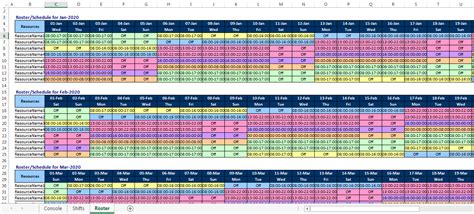 excel macro business excel shift roster generator