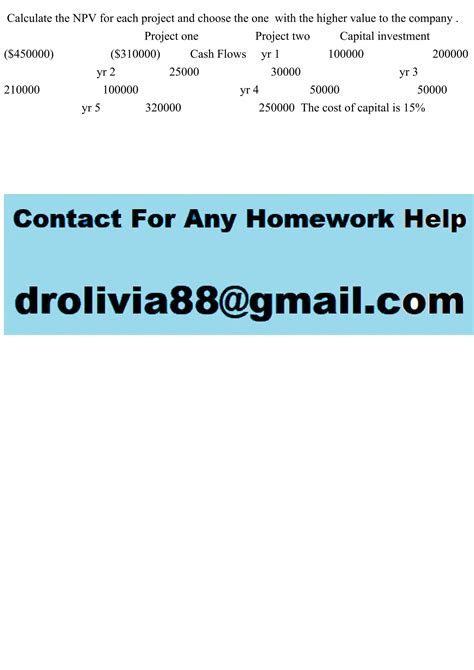 Calculate The Npv For Each Project And Choose The One With The Highe Pdf