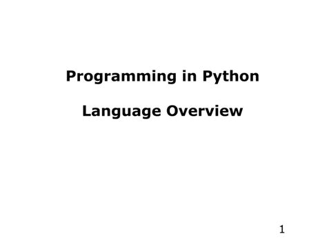 PPT Programming In Python Language Overview PowerPoint Presentation Free Download ID 9309565