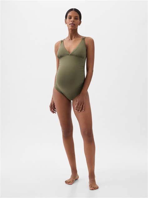 Maternity Strappy V Neck One Piece Swimsuit Gap