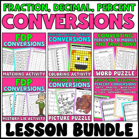 Fraction Decimal And Percent Conversions Resource Bundle Activities And Notes