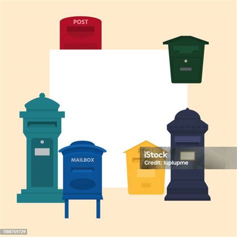 텍스트 배너용 공간이 있는 메일 상자 벡터 그림입니다 우편함 또는 우편 편지함 의 미국 또는 유럽 우편 및 배달 우편 편지에