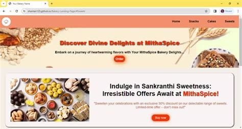Launching My Landing Page For Mithaspice Bakery Shantan Yeddula
