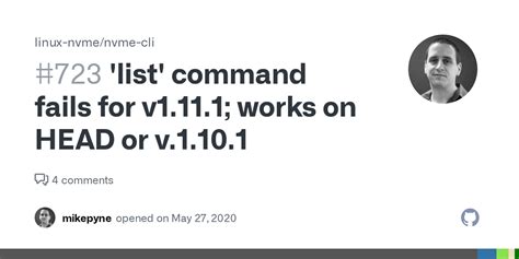 List Command Fails For V Works On HEAD Or V Issue Linux Nvme Nvme Cli