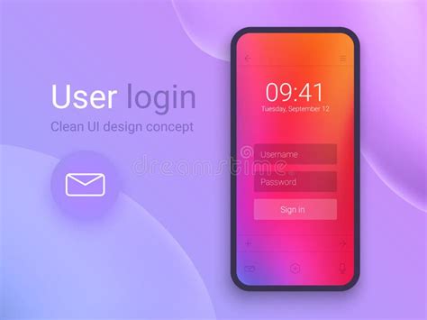 Clean Mobile Ui Design Concept Login Application With Password Form Window Trendy Holographic