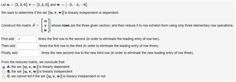Solved Let U 3 3 6 V 2 4 8 And W 2 4 8 We Want To Chegg Com