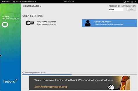 Fedora23 Installation Progress