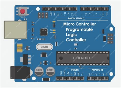 arduino plc 프로그래밍 가능한 논리 컨트롤러 입력 및 출력 평면 설계 포함 프리미엄 벡터