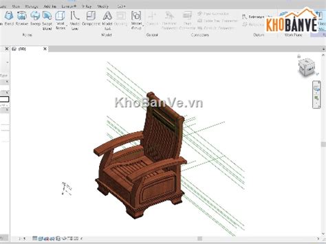Revit Ghế Salon Gỗ đẹp