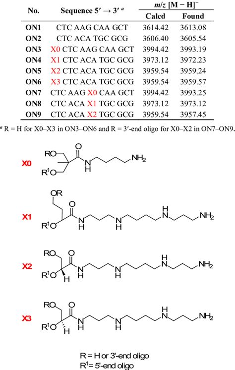 Sequences Of Oligodeoxyribonucleotides And Maldi Tof Ms Data Download Table