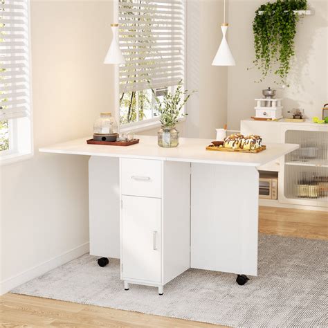 Ebern Designs Folding Dining Table With Drawers And Cabinets And Reviews