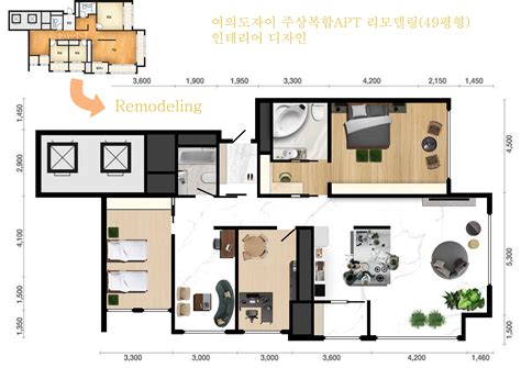 여의도 자이 아파트 리모델링 평면도 동선계획 아이디어 인테리어디자인 Apartment Remodelingfloor Plan Interior Design Ideas
