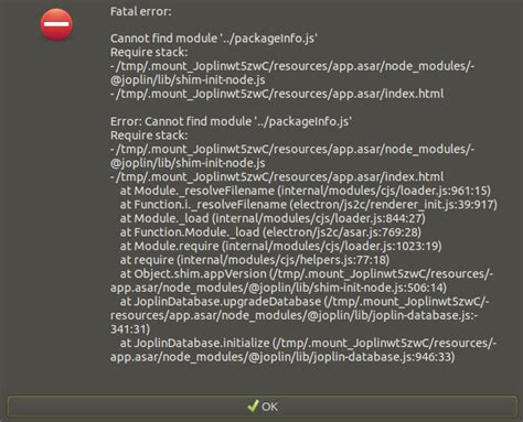 Fatal Error Cannot Find Module Packagelnfojs Require Stack