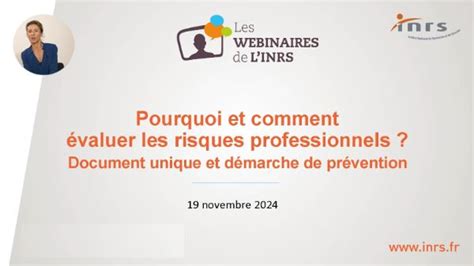 Webinaire Pourquoi Et Comment évaluer Les Risques Professionnels