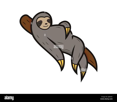 Lazy Sloth With Sleeping Posing Illustration Vector Stock Vector Image And Art Alamy
