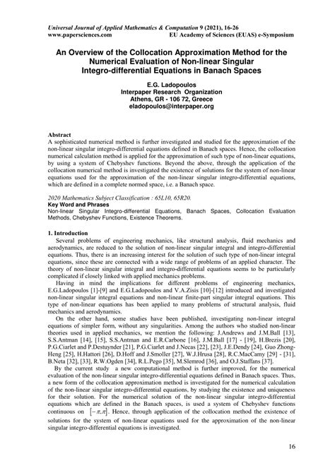 Pdf An Overview Of The Collocation Approximation Method For The