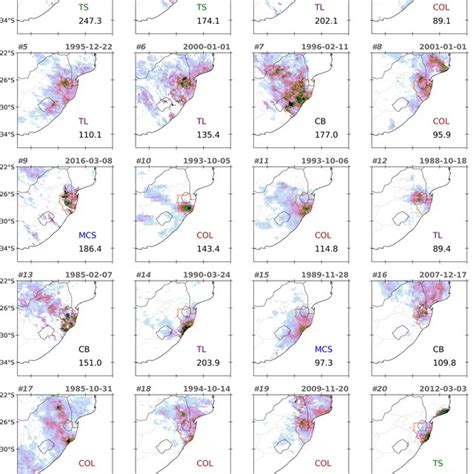 Spatial Rainfall Distributions Of The Top 20 Extreme Rainfall Days