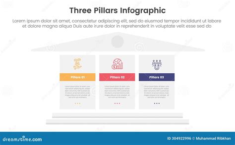Three Pillars Framework With Ancient Classic Construction Infographic 3 Point Stage Template