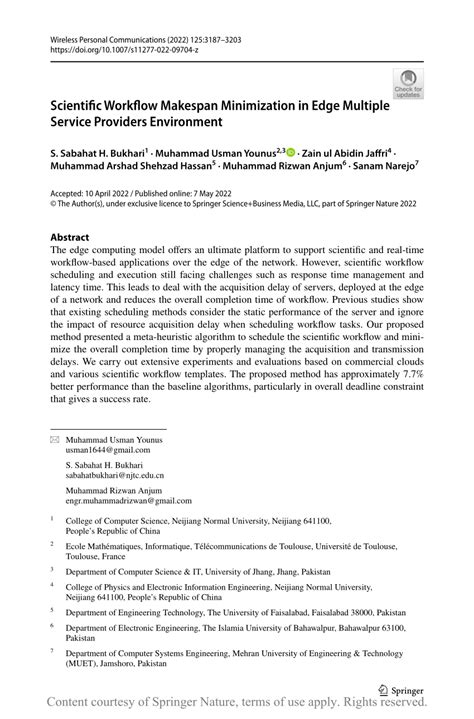 Scientific Workflow Makespan Minimization In Edge Multiple Service