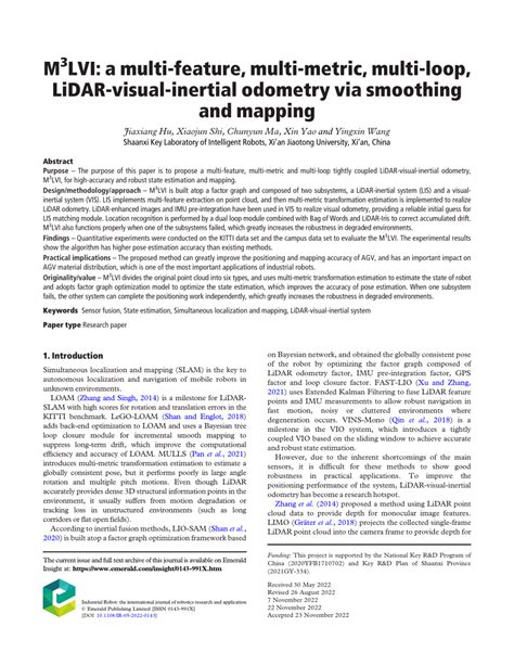 Pdf M³lvi A Multi Feature Multi Metric Multi Loop Lidar Visual