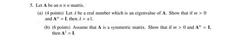 Solved Let A be an nn matrix a points Let λ be a Chegg