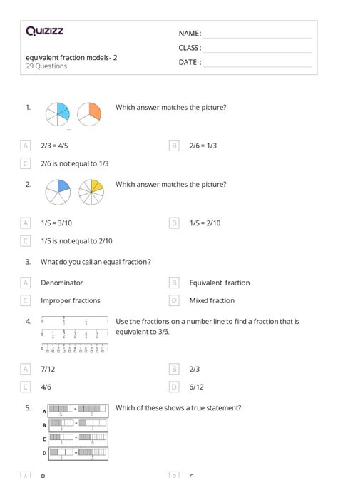 50 Fraction Models Worksheets For 4th Class On Quizizz Free And Printable
