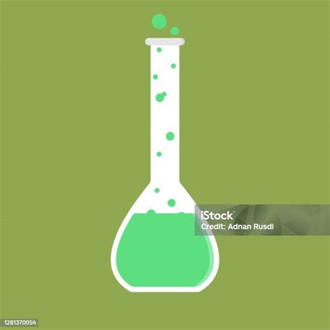가와이이와 귀여운 캐릭터 볼륨 플라스크 화학 플랫 디자인 벡터 일러스트 과학 실험 연구 실험실 요소 플랫 스타일 화학 생물학 물리학 약학 의료 건강관리와 의술에 대한 스톡