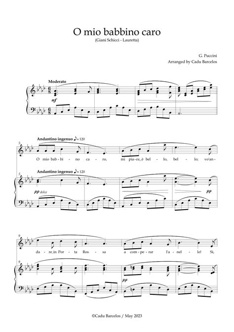 O Mio Babbino Caro Giani Schicci Lauretta Soprano Ab Major Sheet